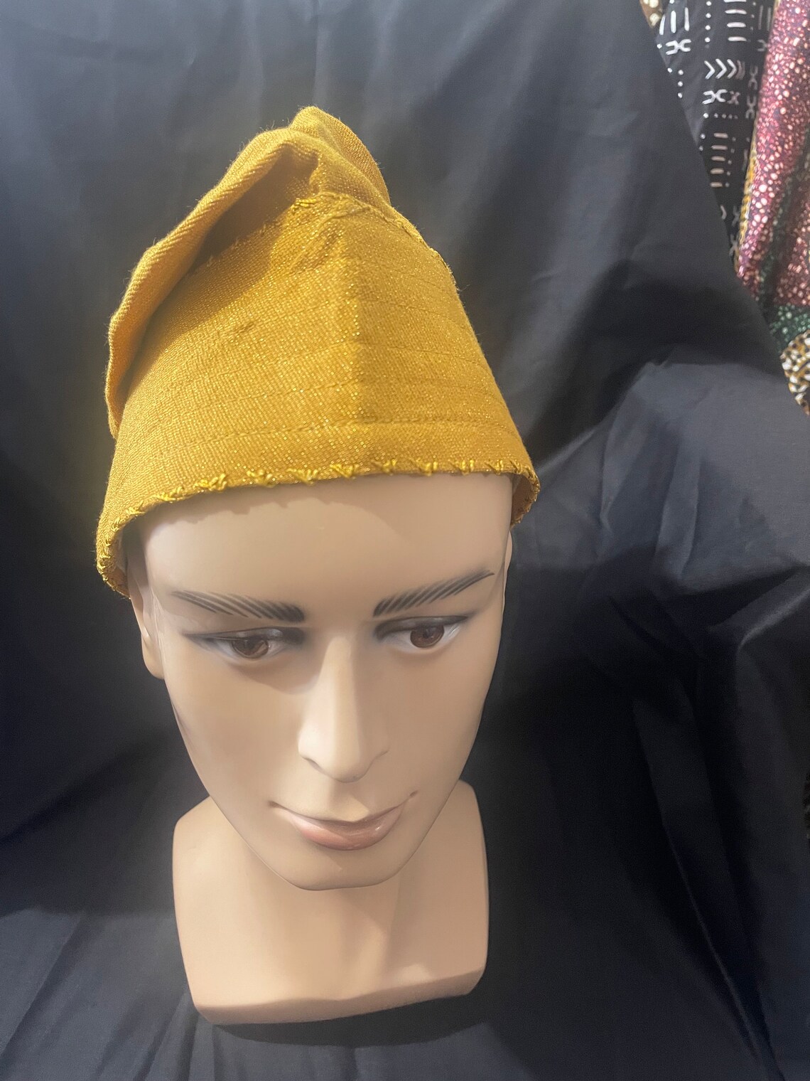 Aso-oke Gold Men's Hat, African Men's Wedding Hat, Men's All Parties ...