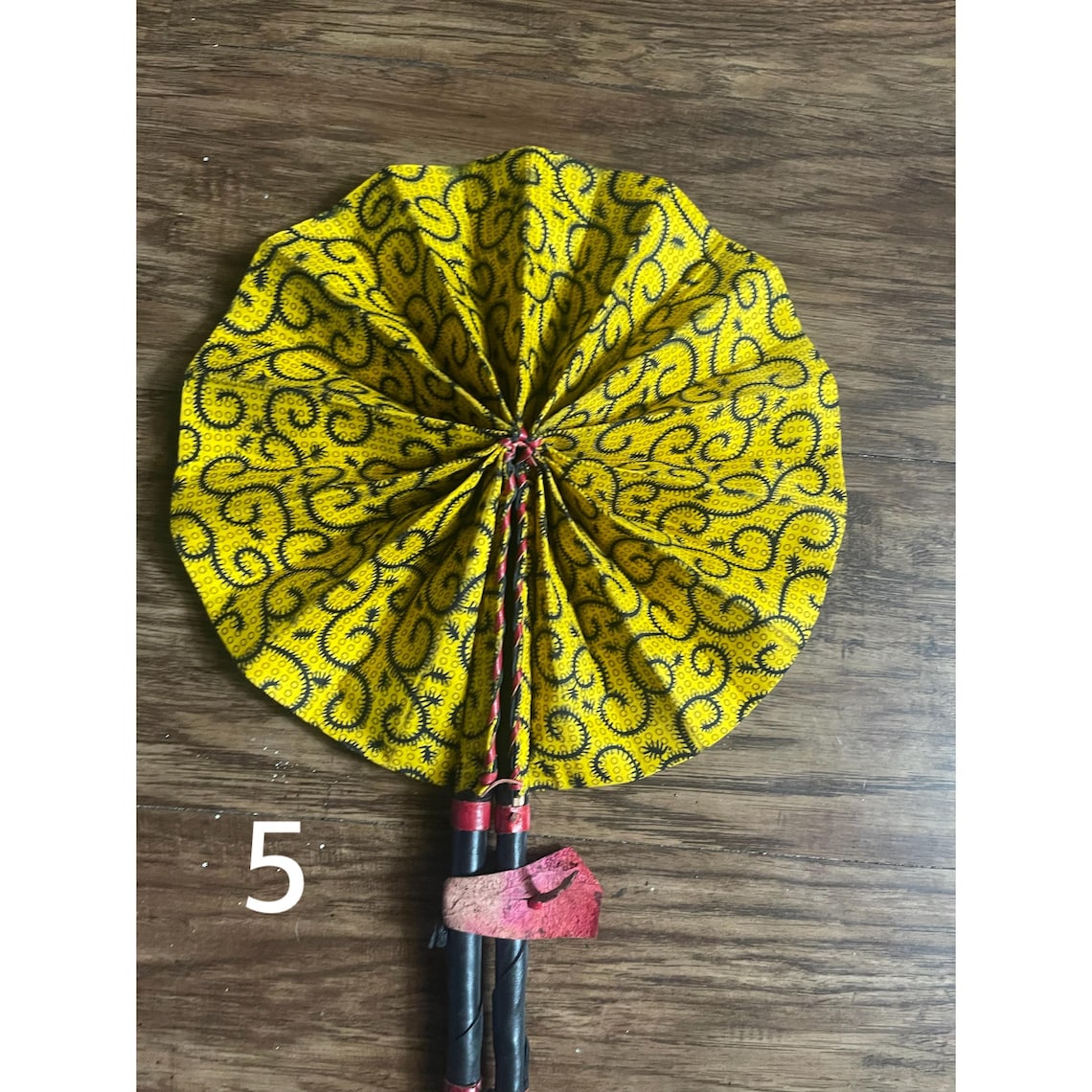 African Fabric Hand Fan With Leather Handle, Decorative Fan Made With ...