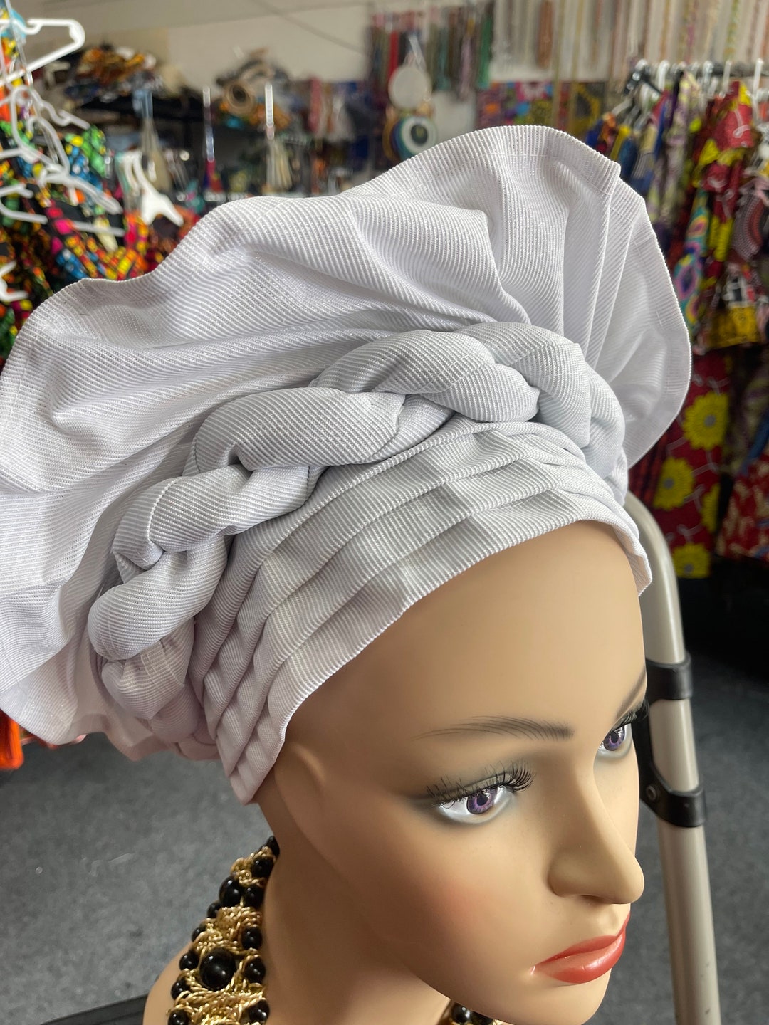 African Autogele, Ready to Wear Silver Gele, African Hat, Traditional ...