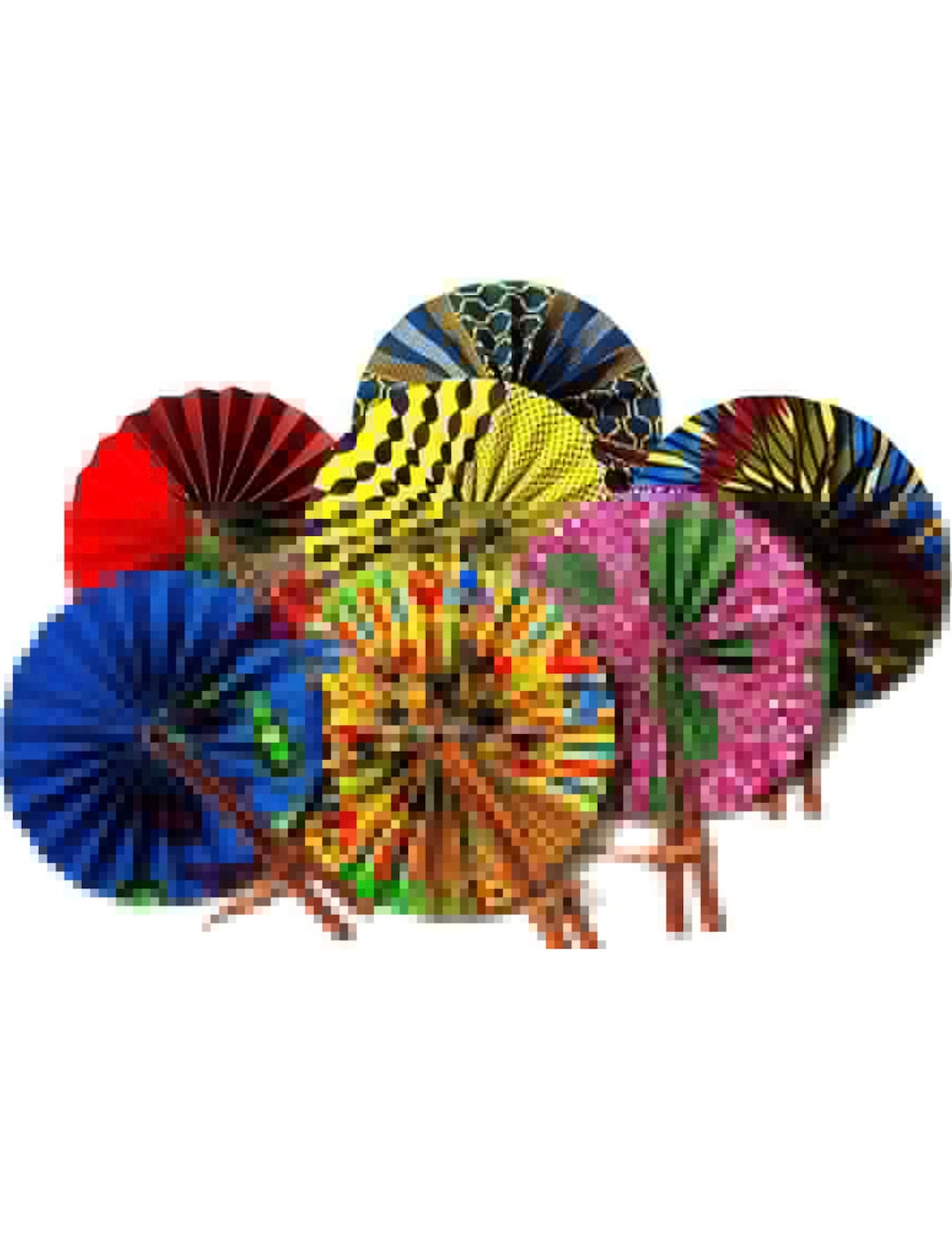 African Fabric Hand Fan With Leather Handle, Decorative Fan Made With ...