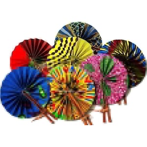 African Fabric Hand Fan With Leather Handle, Decorative Fan Made With ...