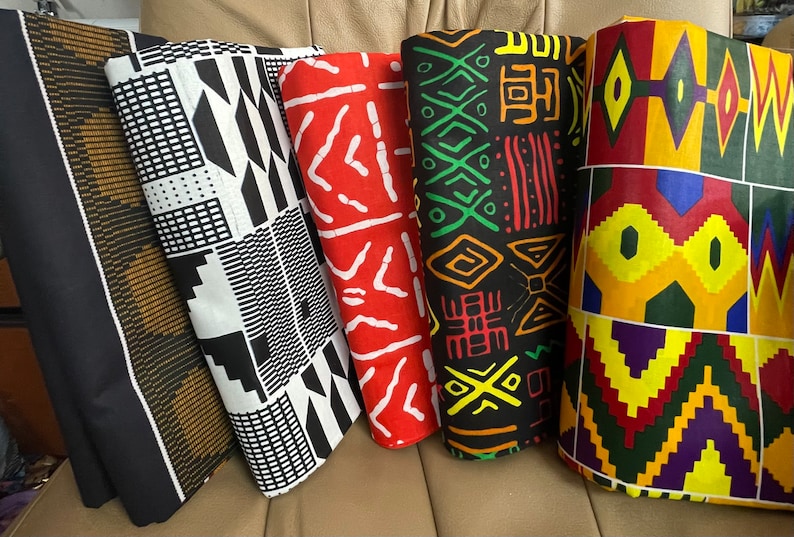 African Kente 6 Pieces Different African Print Ankara Kente Fabrics ...
