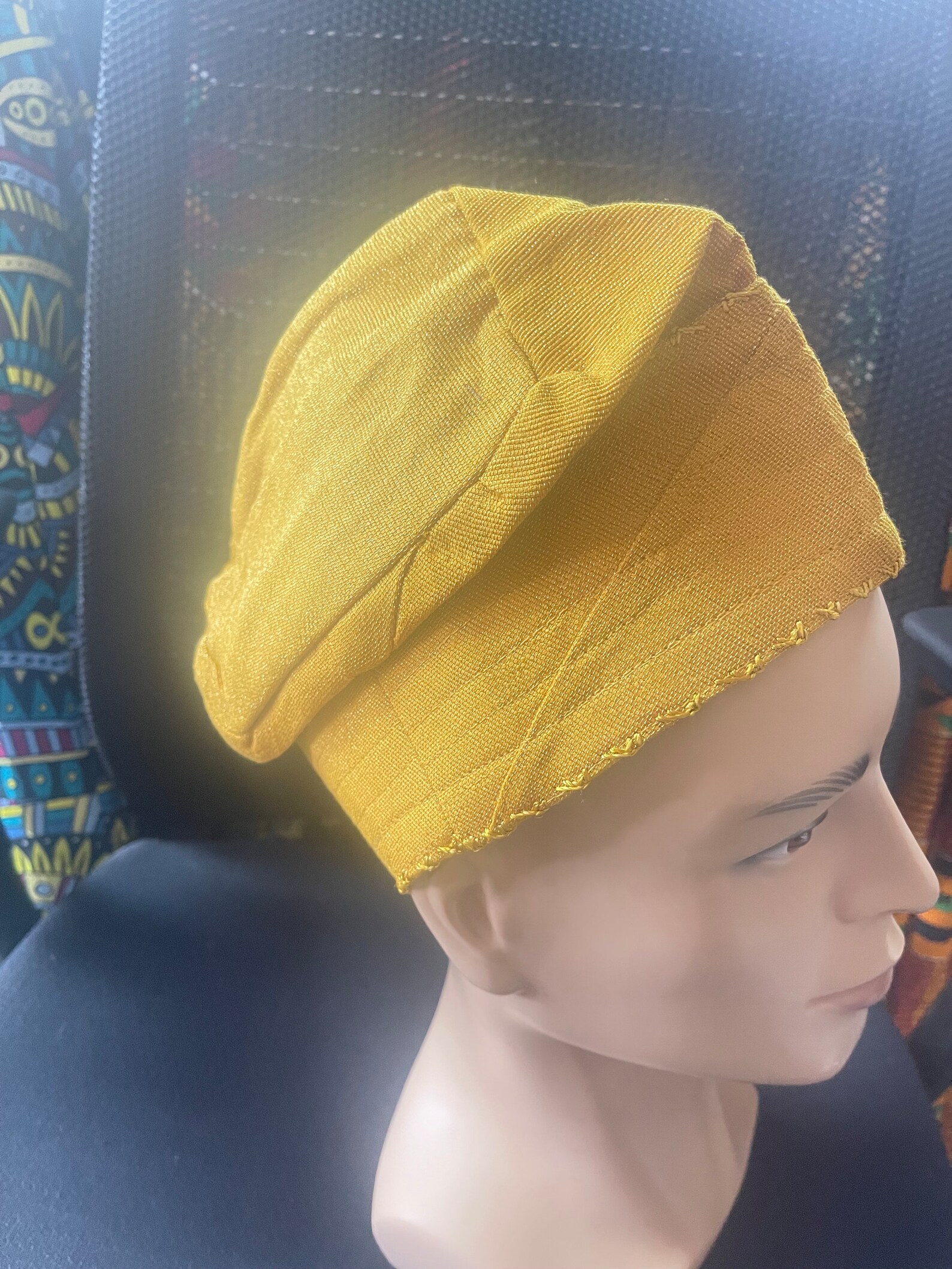 Aso-oke Gold Men's Hat, African Men's Wedding Hat, Men's All Parties ...