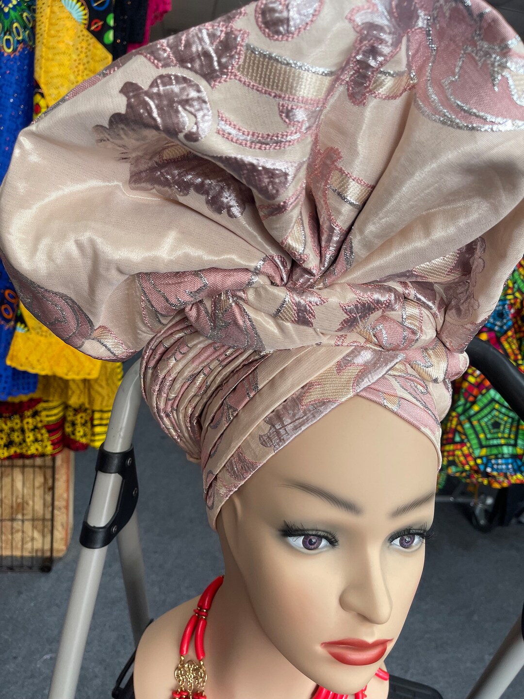 African Autogele, Ready to Wear Silver Gele, African Hat, Traditional ...