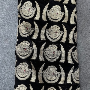 Red Isi Agu Velvet Fabric, Royal African Black and Gold Velvet Isi Agu ...