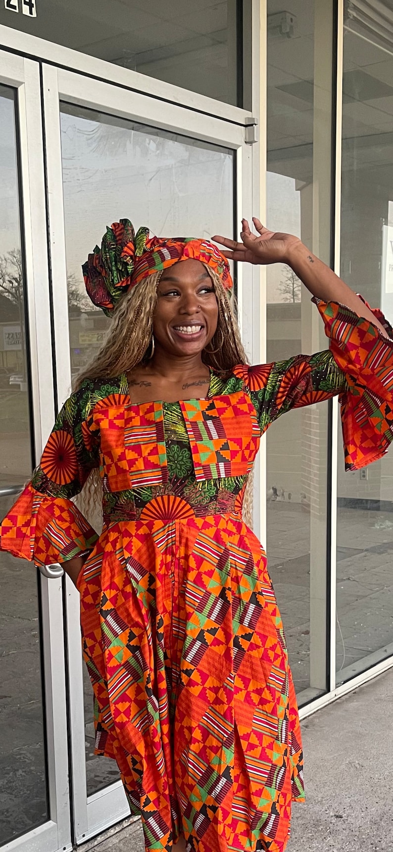 African Clothing for Women Ankara Kente Danshiki African Party Dress ...