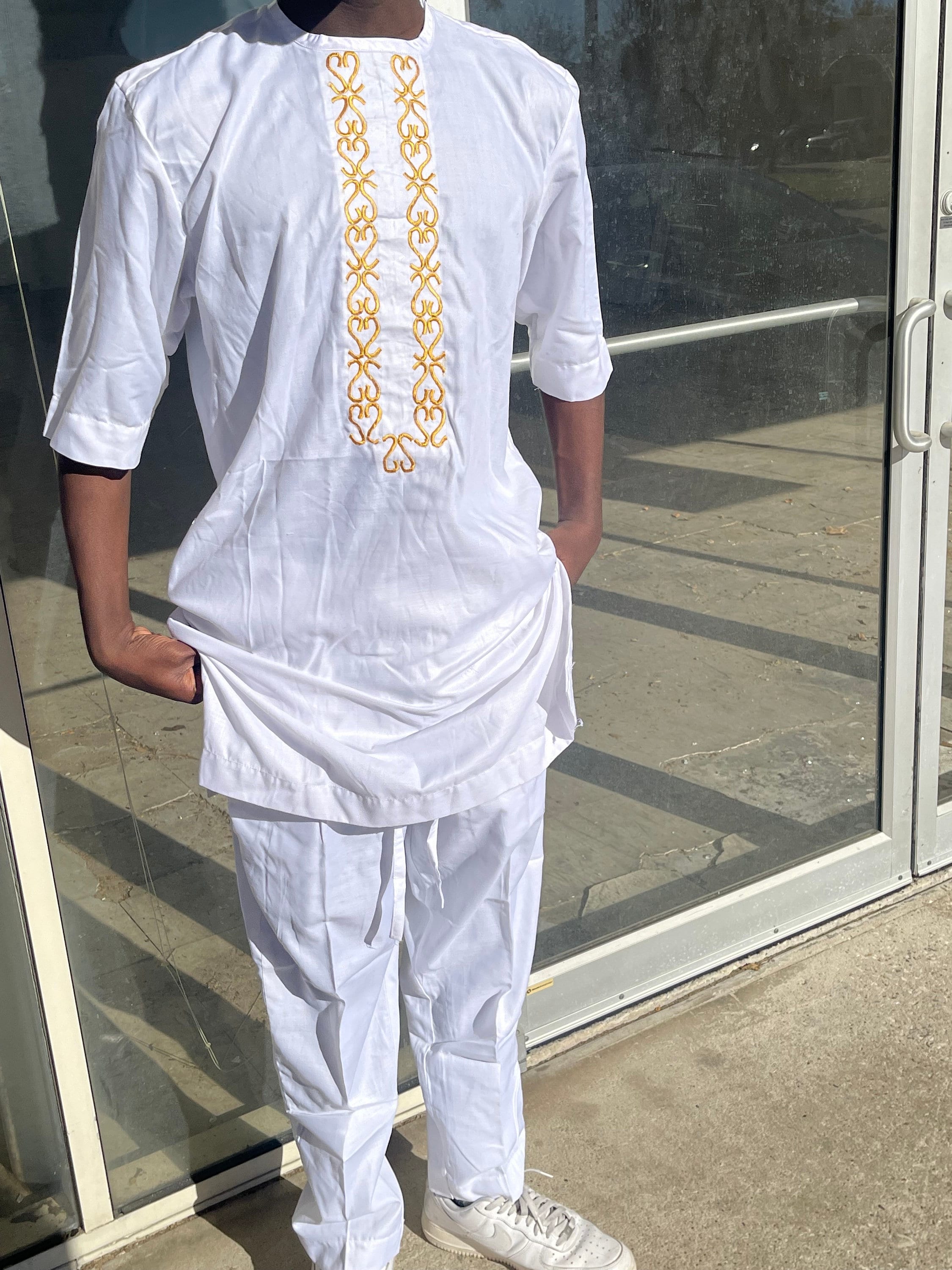 African Two Pieces Men Clothing African Short Sleeve Lace Top and ...