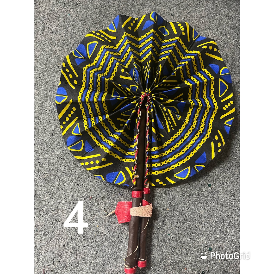 African Fabric Hand Fan With Leather Handle, Decorative Fan Made With ...