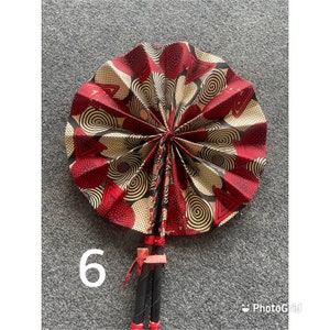 African Fabric Hand Fan With Leather Handle, Decorative Fan Made With ...