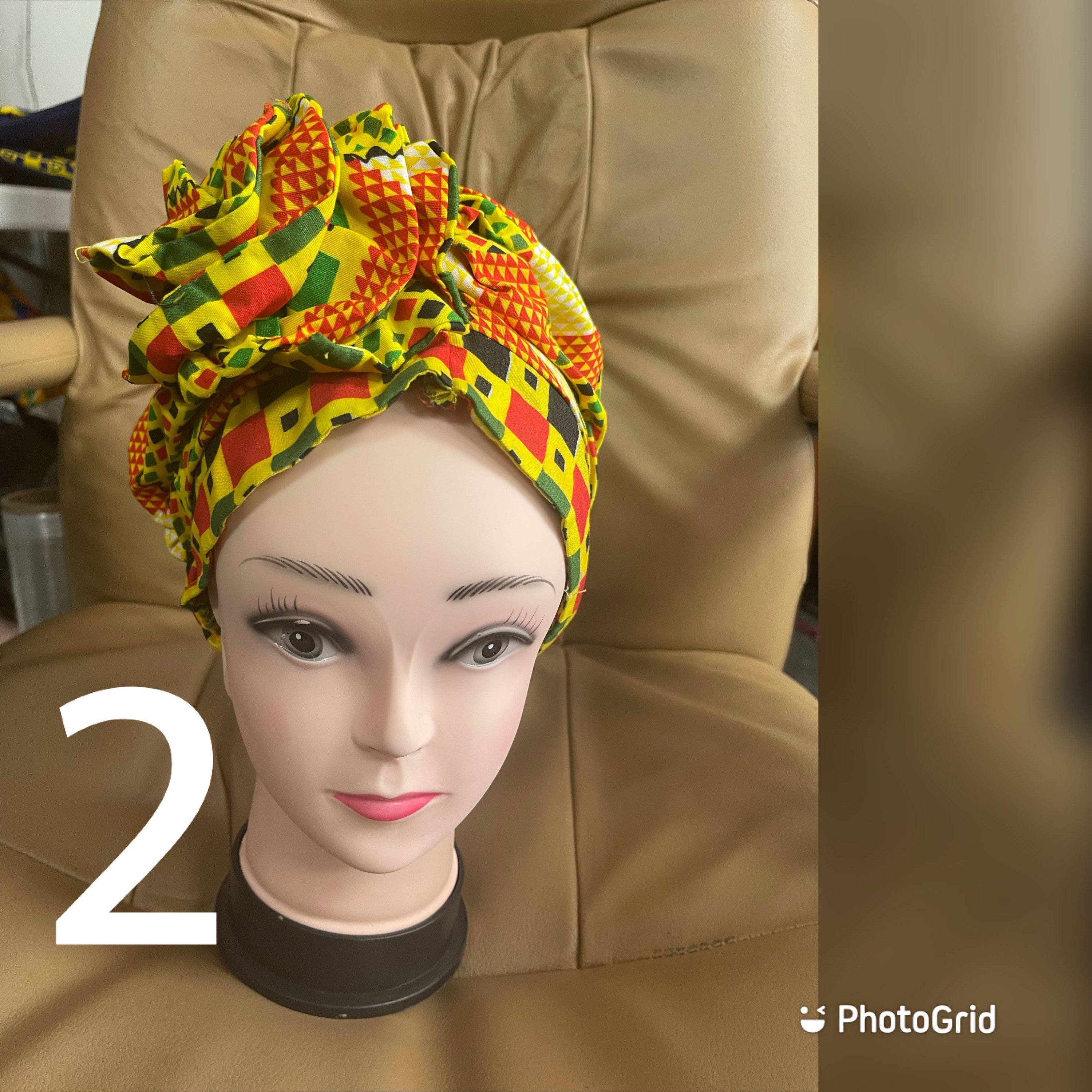 African Kente Ankara Turban Head Cap Auto Gele Head Ready to Wear Cap ...