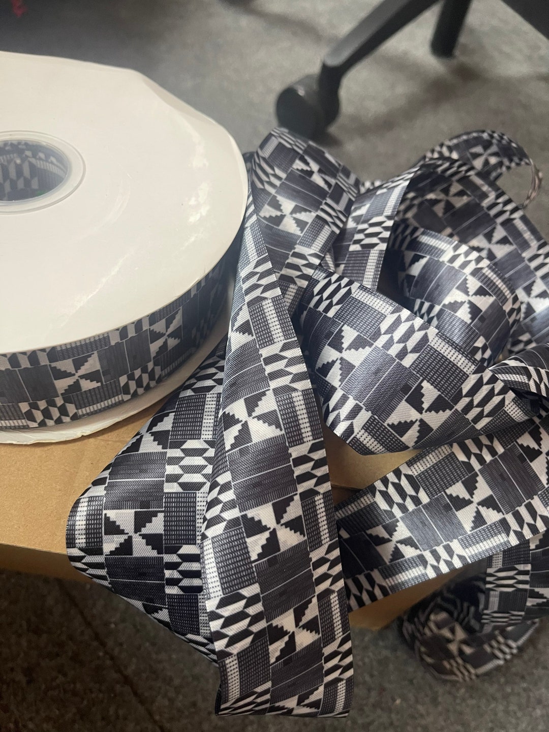 White and Black African Print Ribbon African Ankara Kente 3 Yards ...