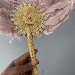 African Feather Fan, Brides Hand Fan, Traditional Wedding Brides Hand ...