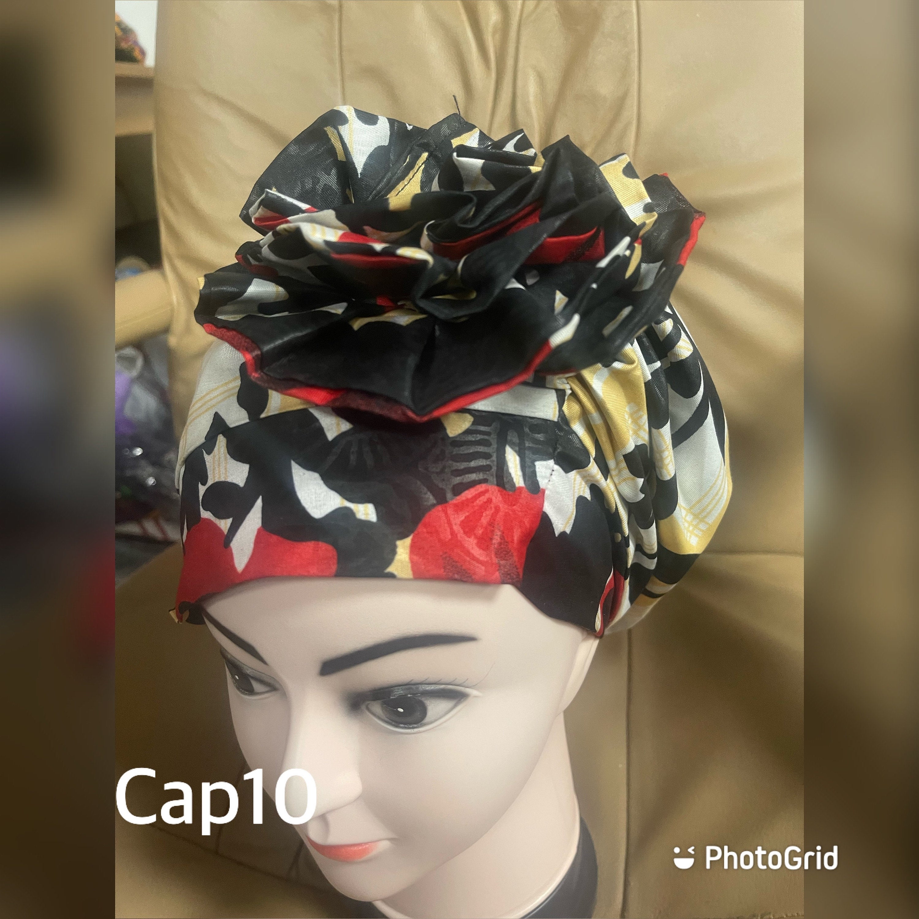 African Kente Ankara Turban Head Cap Auto Gele Head Ready to Wear Cap ...