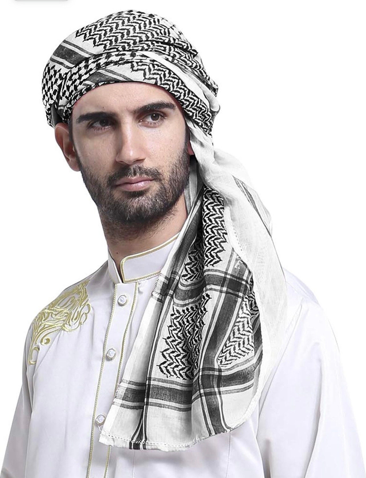 Men's Large Arab Shemagh Headscarf Muslim Headcover Shawl Keffiyeh ...