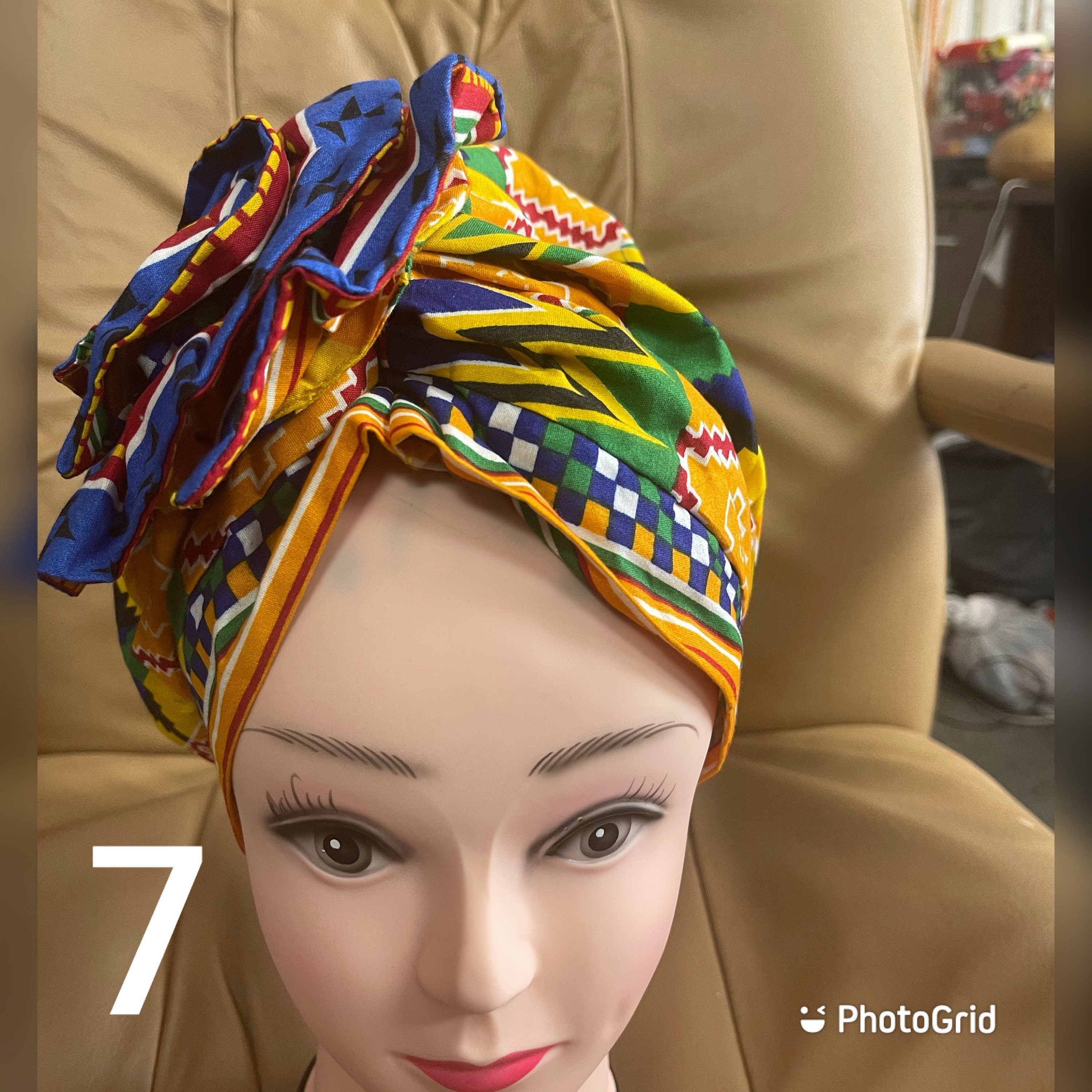 African Kente Ankara Turban Head Cap Auto Gele Head Already Made Cap ...
