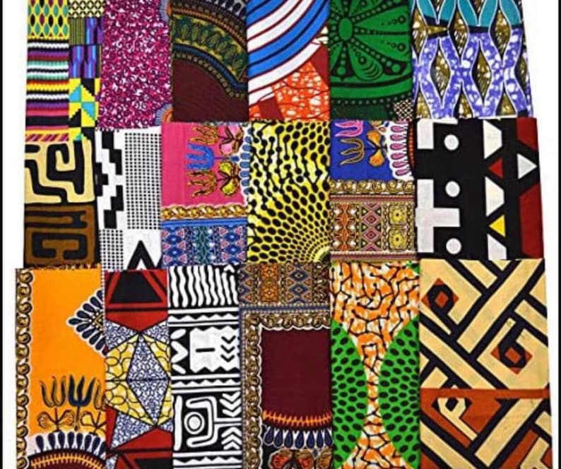 African Kente 6 Pieces Different African Print Ankara Kente Fabrics ...