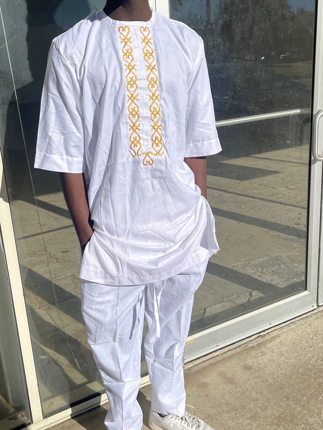 African Two Pieces Men Clothing African Short Sleeve Lace Top and ...