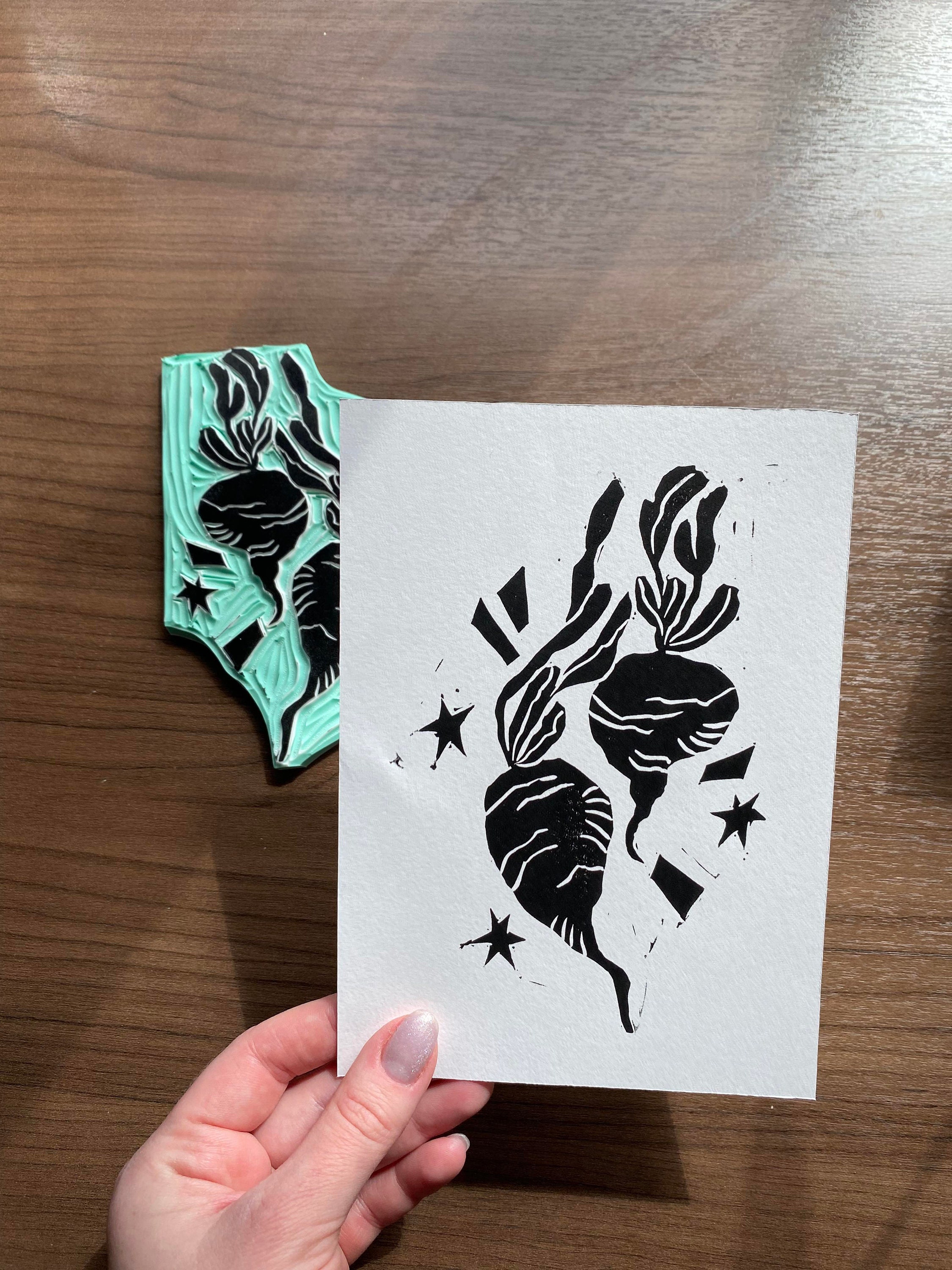 Beet Root Linoprint Handmade Botanical Painting Handprinted - Etsy Canada