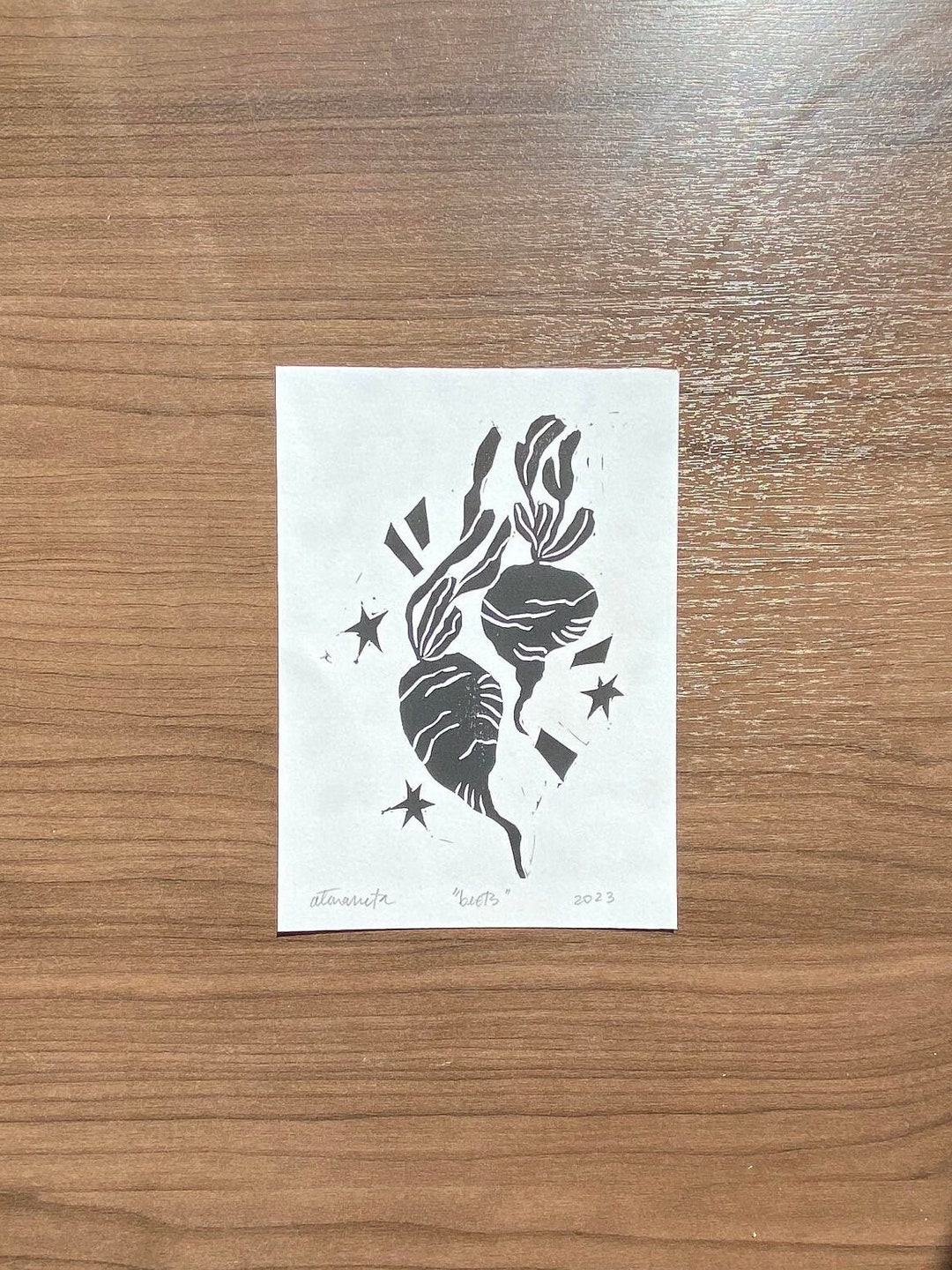 Beet Root Linoprint Handmade Botanical Painting Handprinted - Etsy Canada