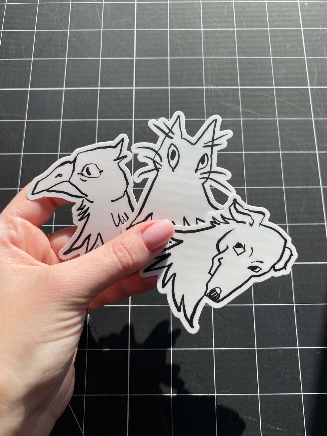 Silly Animal Vinyl Sticker. Cute Funny Art Decals. Bird Cat Dog Matte ...