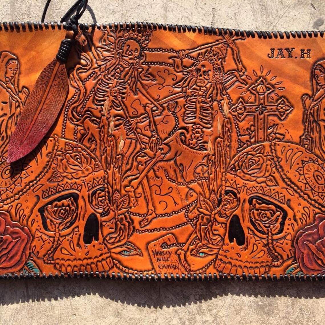 Custom Leather Tooled Book Cover - Etsy