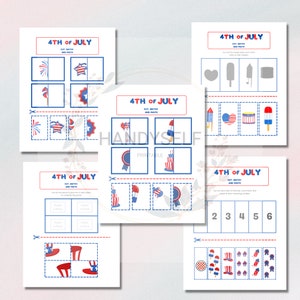 4th of July Cut Match and Paste Activities for Kids Scissor - Etsy