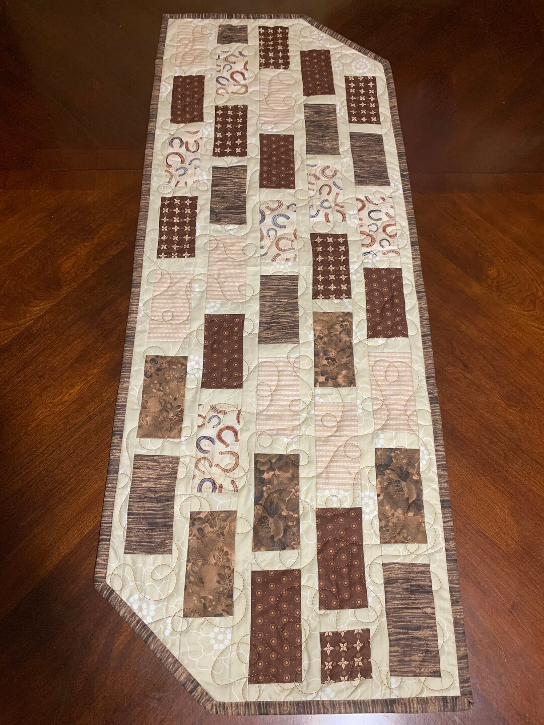 Western Themed Quilted Table Runner Brown and Tan Decor and - Etsy