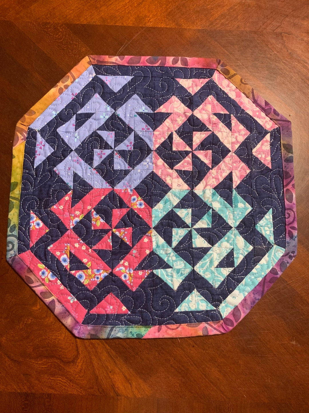 Batik Hexagon Table Topper Quilted Decor or Gift - Etsy