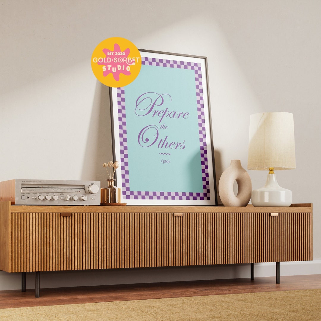 CHECKERED PTO Poster, Typographic Art Print, Purple Coastal California ...