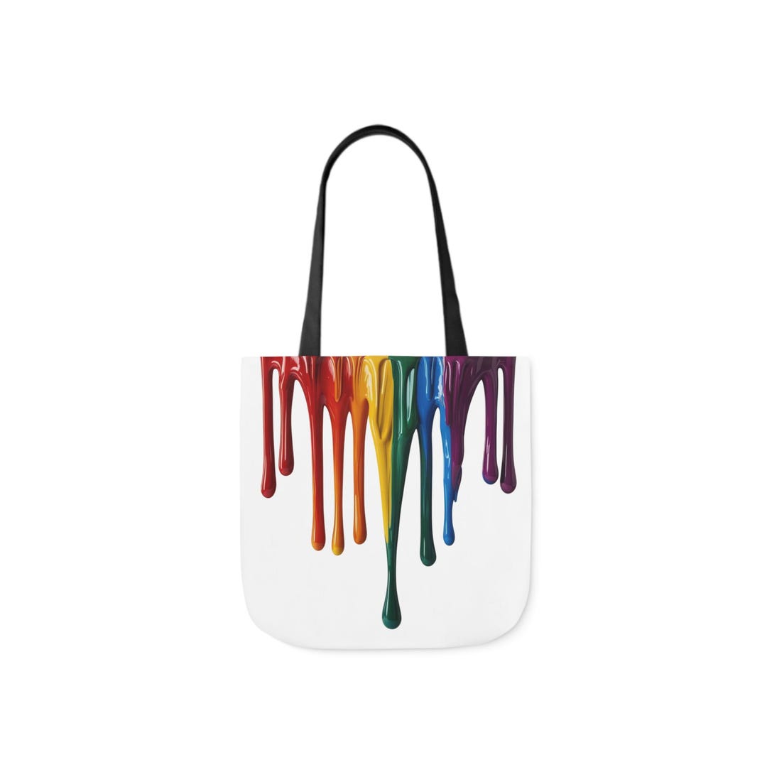 Colorful Dripping Paint Canvas Tote Bag, Art Lover's Reusable Shopping ...