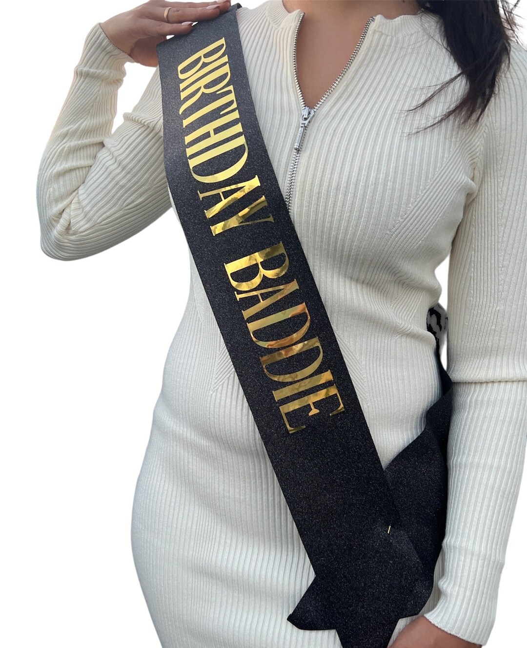 Birthday Baddie Sash Black Glitter & Gold Foil party Favor - Etsy