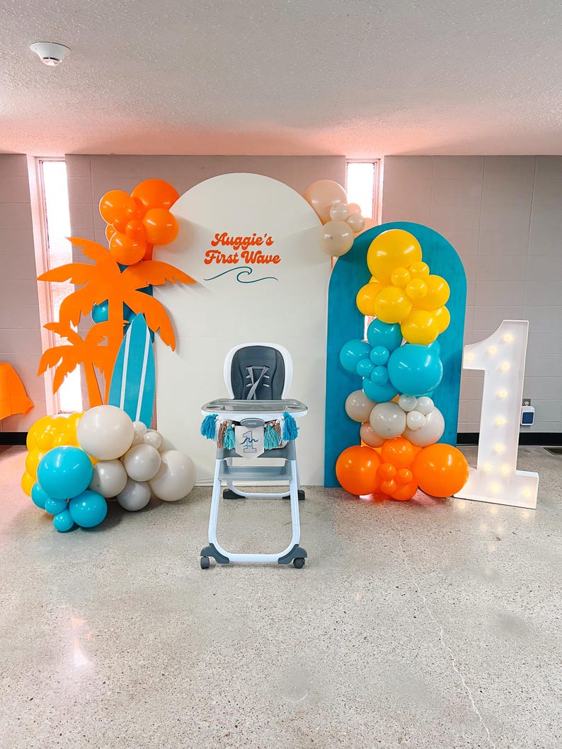 Surfs up DIY Balloon Garland, Big One Balloon Arch, Baby on Board ...