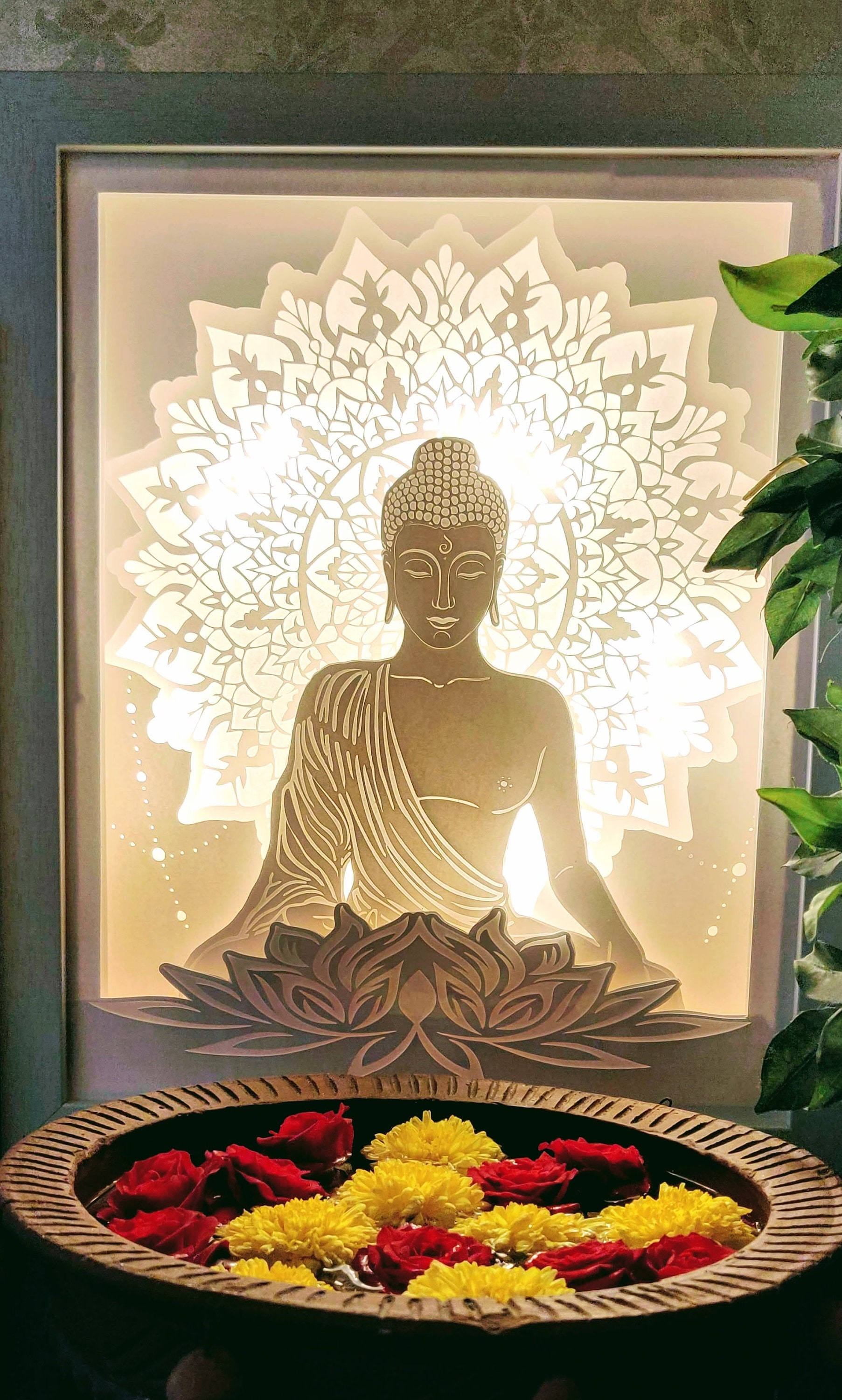 Calm and Composed Buddha Paper Cut Light Box Template, Shadow Box, 3D ...