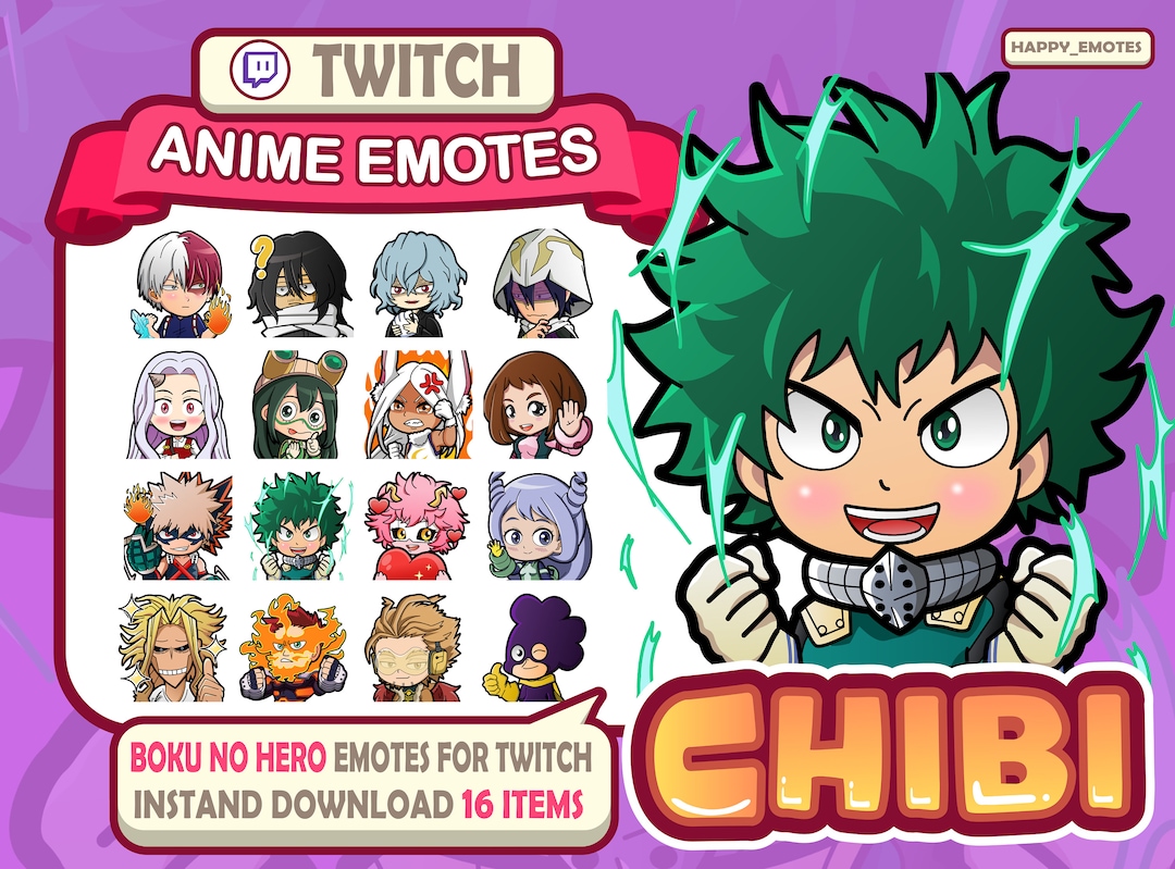 16 Boku No Hero Emotes My Hero Academia Twitch Emotes - Etsy
