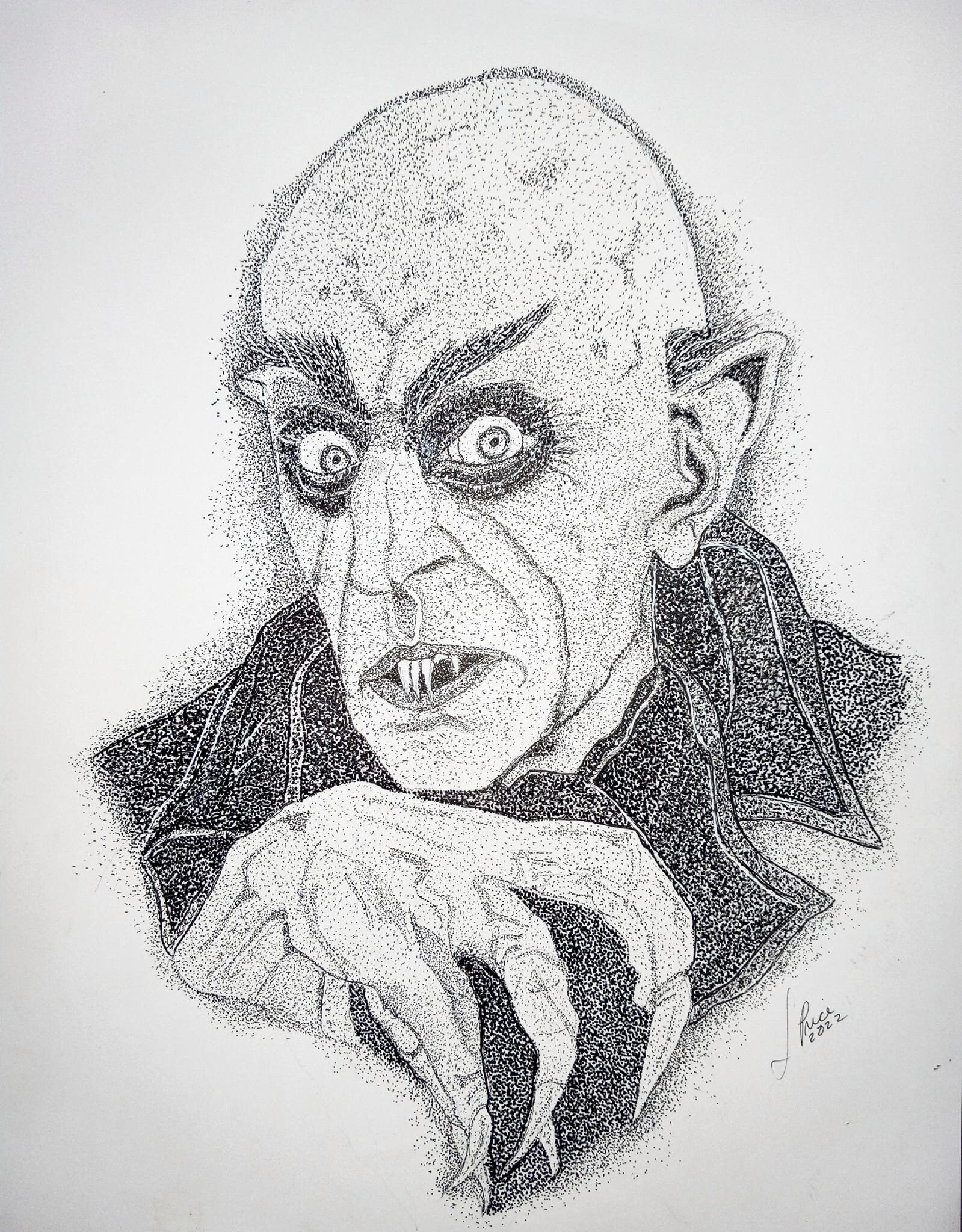 Nosferatu/ Count Orlok Portrait Hand Made/stippled in Ink - Etsy