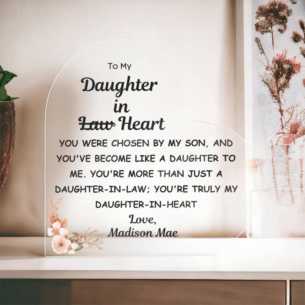 Daughter in Law, Personalized Home Decor Acrylic Heart Sign, My ...