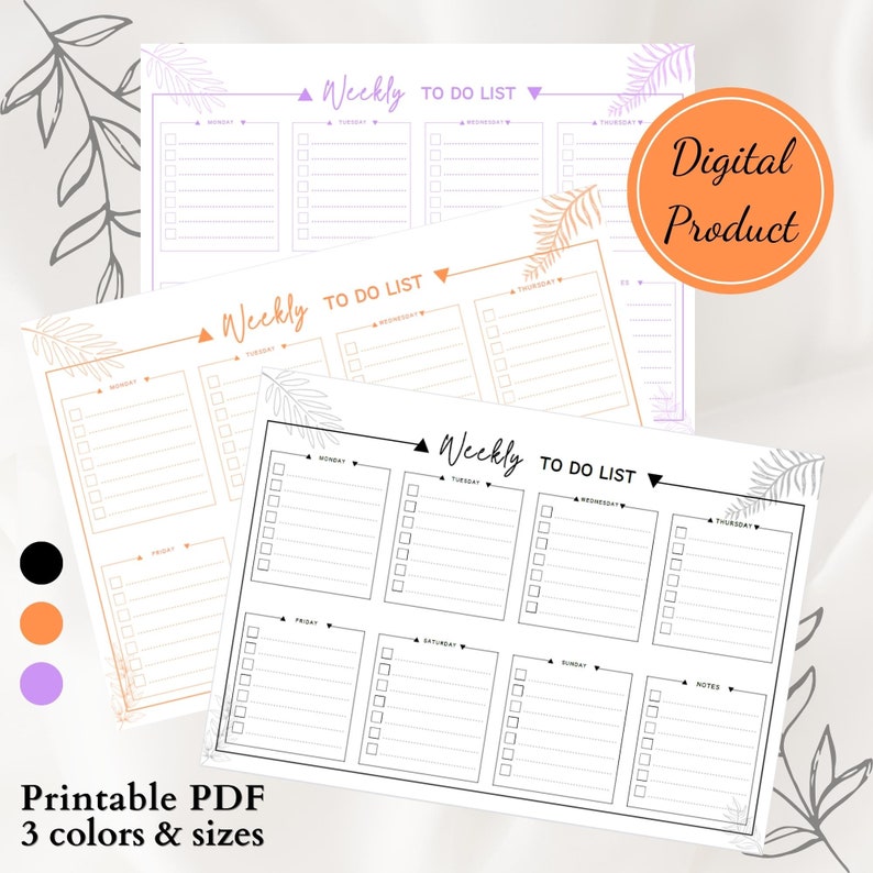 Weekly Planner, to Do List Printable, Simple Tasks List, Productivity ...