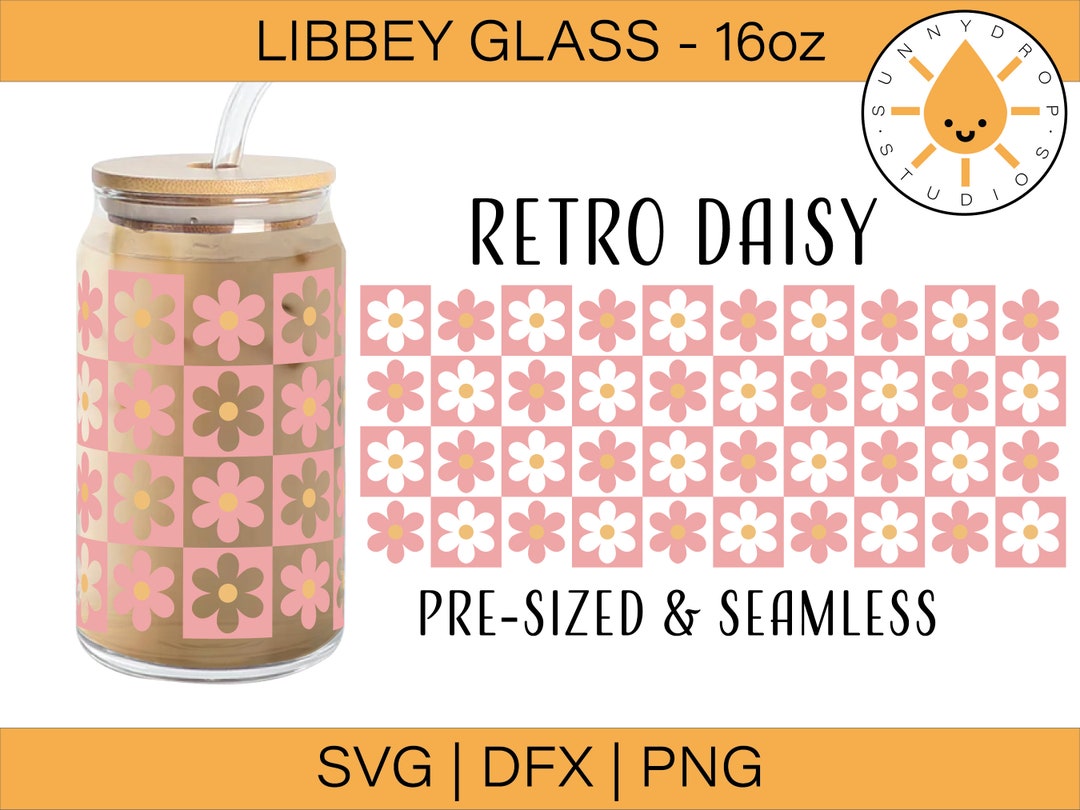 Libbey Retro Checker Daisy SVG 16oz, Libbey Glass 16oz SVG, Libbey SVG ...