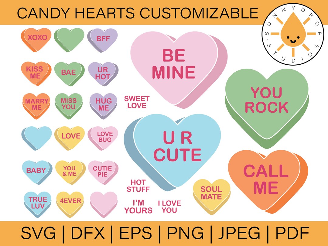 Candy Heart SVG, Conversation Heart SVG, Valentine SVG, Valentines Svg ...