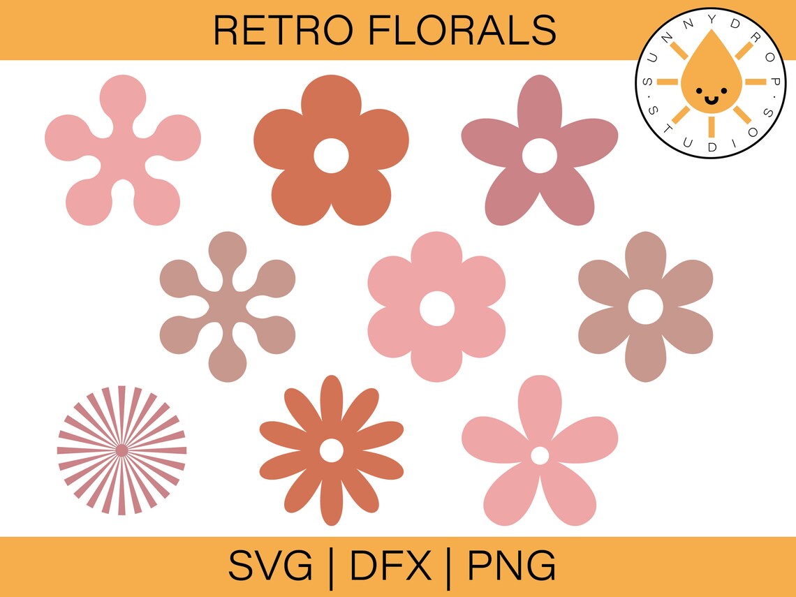 Retro Flower Bundle SVG Retro Flowers Svg Retro Daisy SVG - Etsy