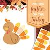 Thanksgiving Pin the Tail Party Game Printable, Pin the Feather on the ...