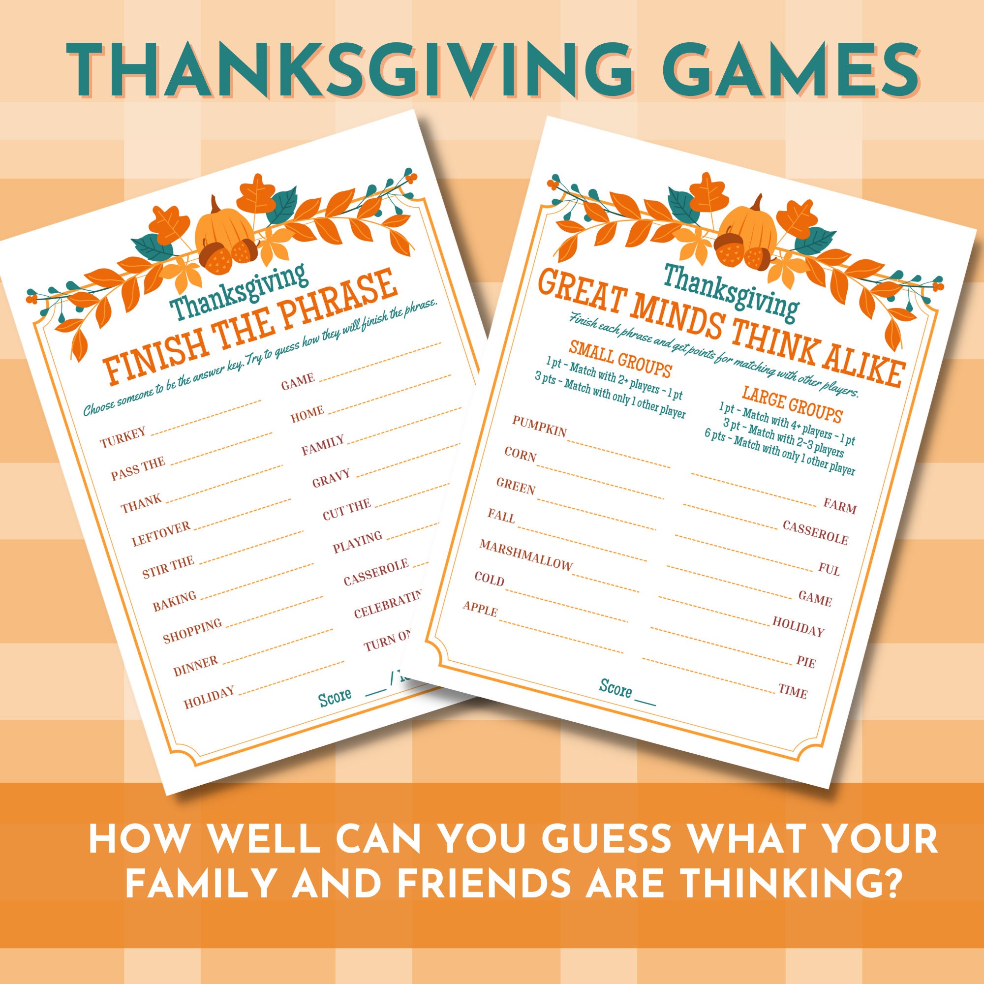 Thanksgiving Party Game Printables, 6 Game Bundle, Word Games, Fun Kids ...