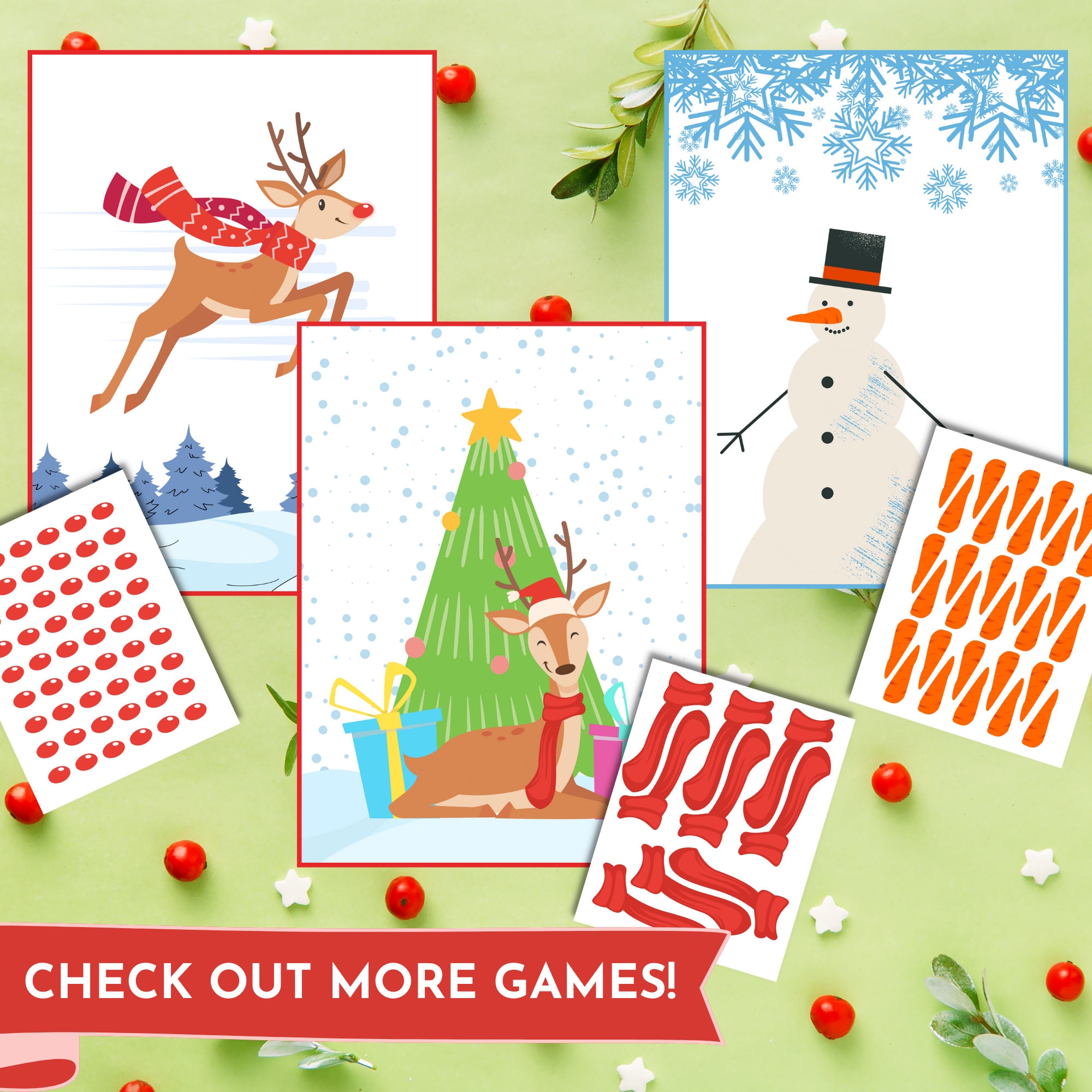 Christmas Pin the Tail Party Game Printable, Pin the Bowtie on the ...