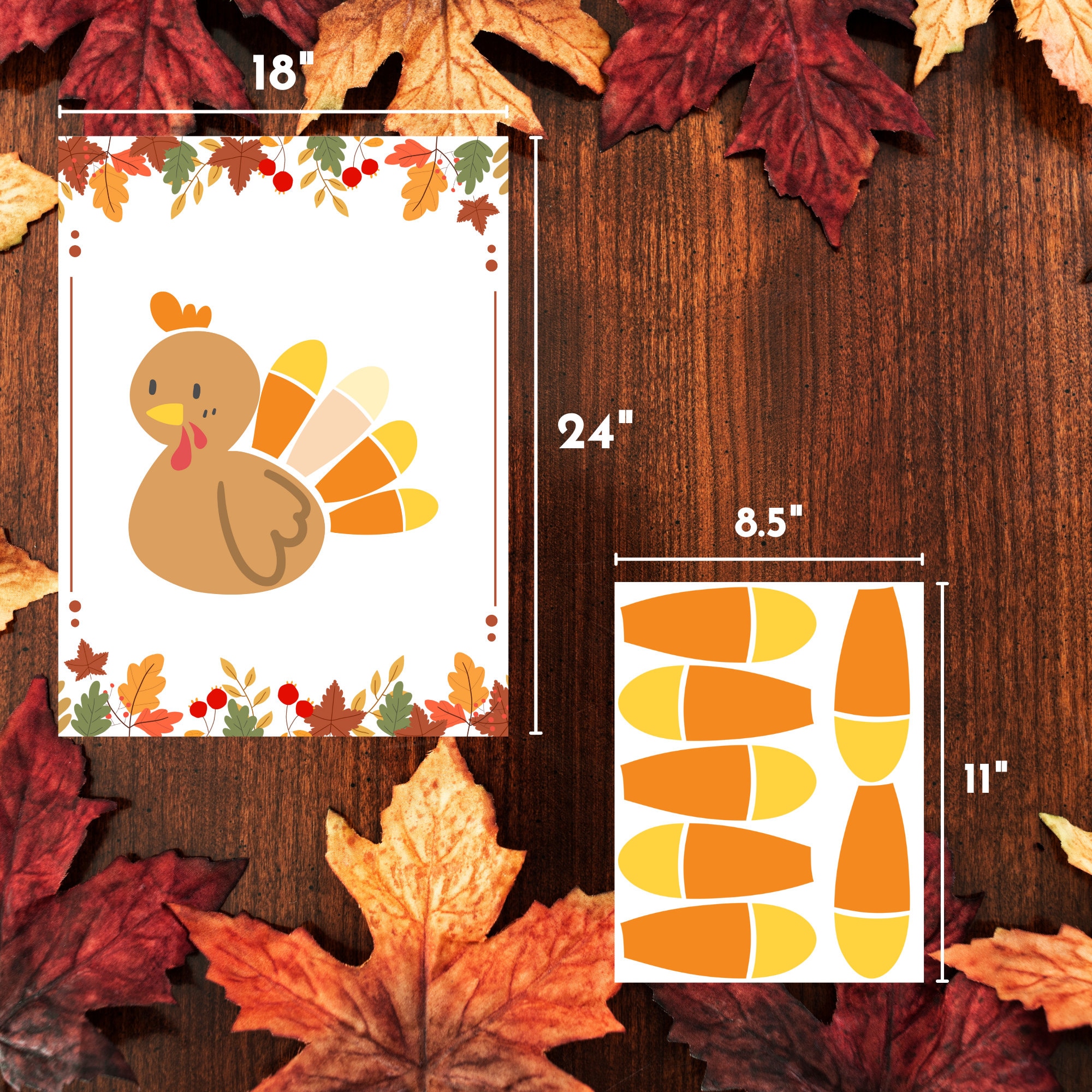 Thanksgiving Pin the Tail Party Game Printable, Pin the Feather on the ...