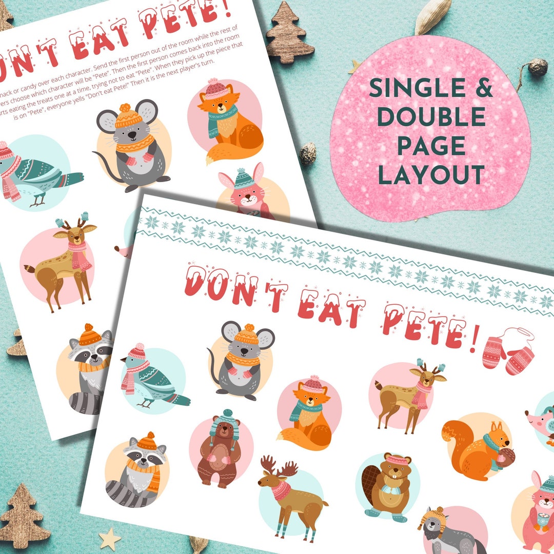 Winter Holiday Don't Eat Pete Party Game Printable, Fun Holiday ...