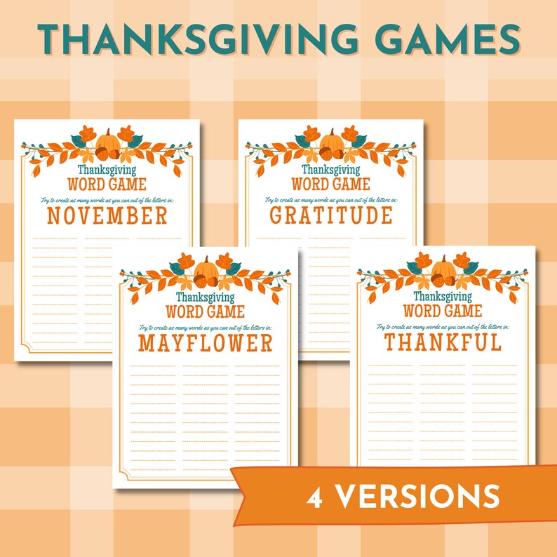 Thanksgiving Party Game Printables, 6 Game Bundle, Word Games, Fun Kids ...