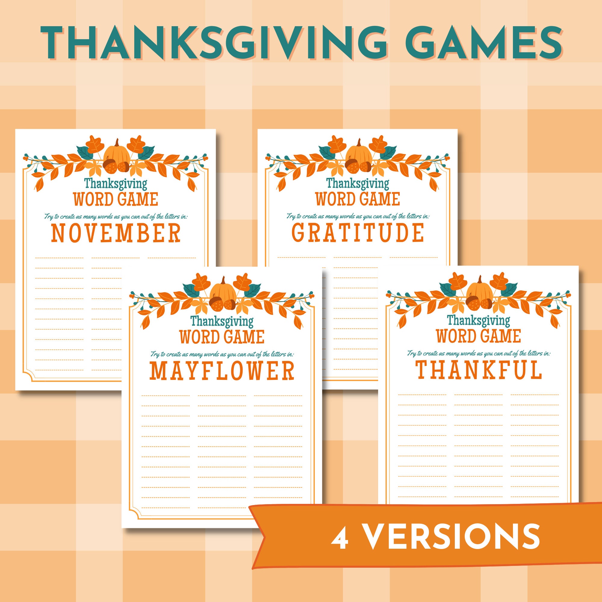 Thanksgiving Party Game Printables, 6 Game Bundle, Word Games, Fun Kids ...