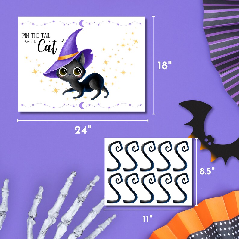 Halloween Pin the Tail Party Game Printable, Fun Holiday Activity, Kids ...