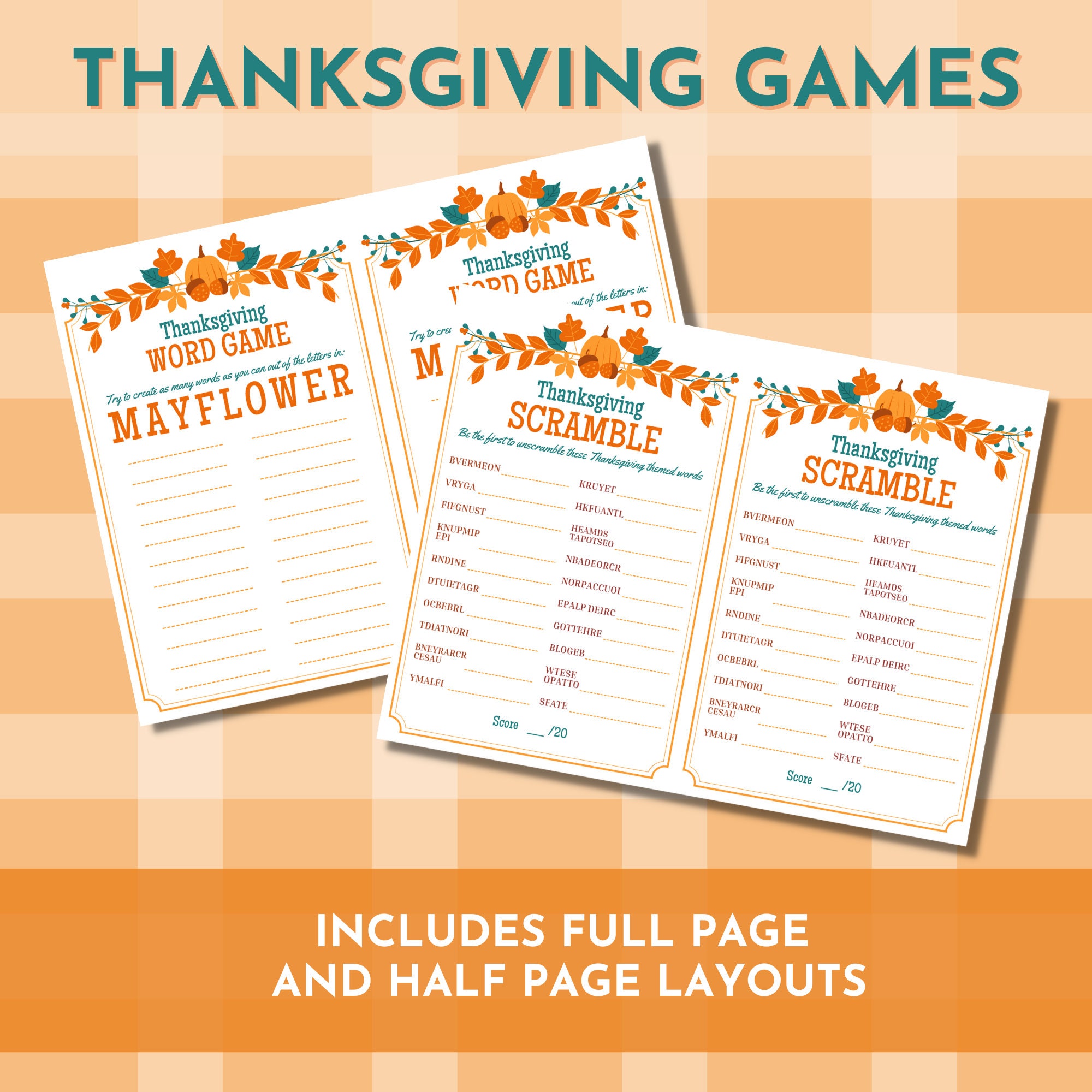Thanksgiving Party Game Printables, 6 Game Bundle, Word Games, Fun Kids ...