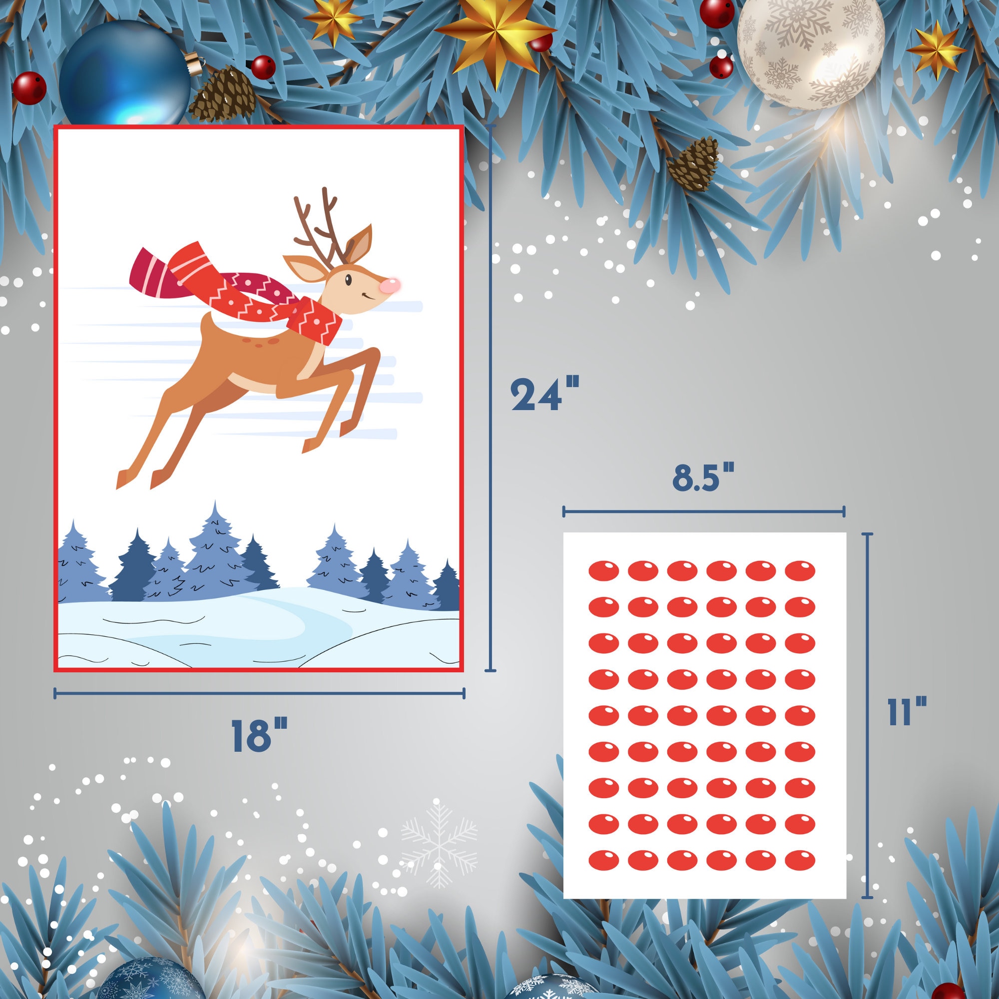 Christmas Pin the Tail Party Game Printable, Pin the Nose on Rudolph ...